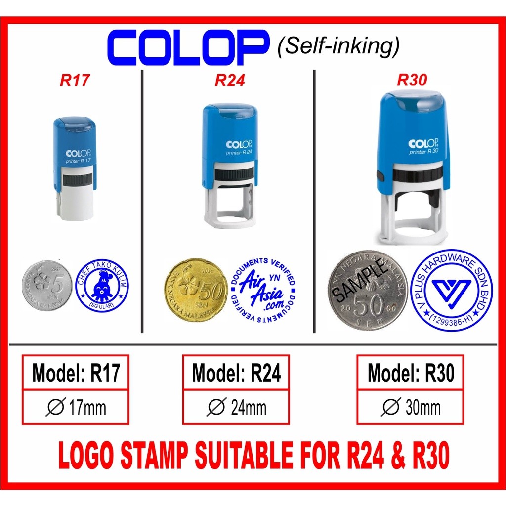 COP Logo Rubber ROUND Stamp Colop *SHIPPING IN 24 HOURS* (CHAT DETAIL ...