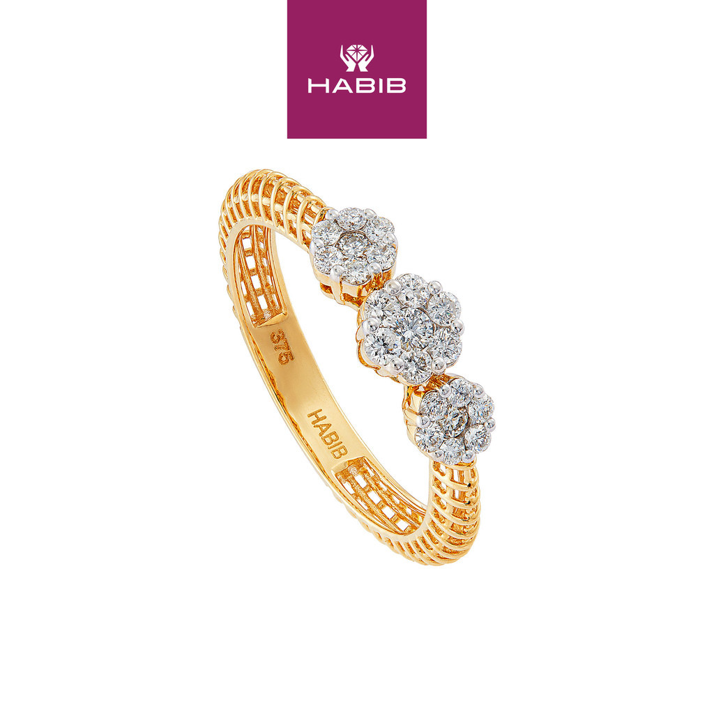 HABIB Trilogy Diamond Ring in 375/9K Gold 269490 | Shopee Malaysia