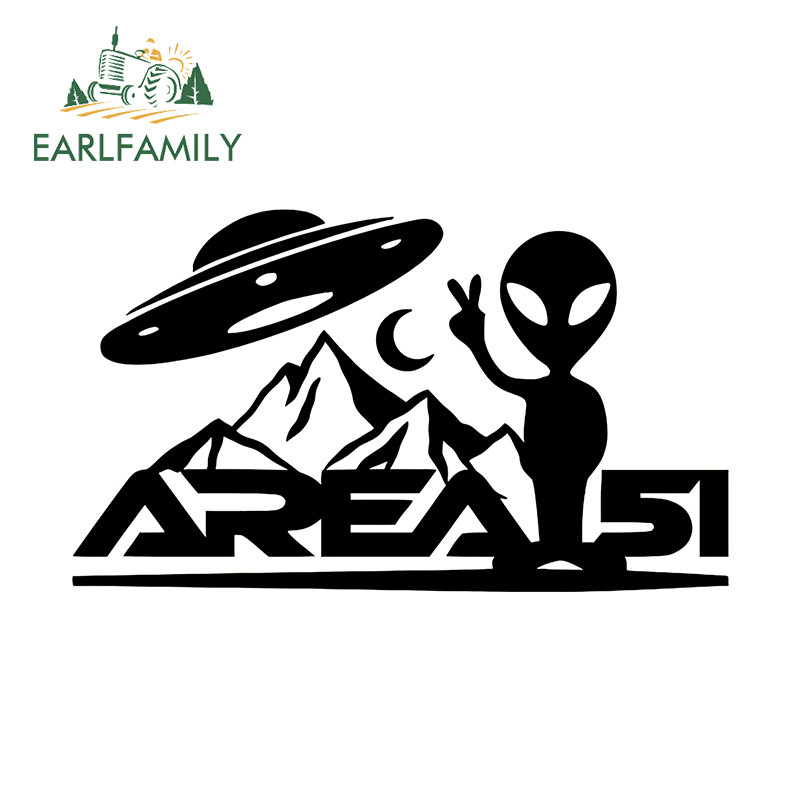 EARLFAMILY 13cm x 7..6cm Area 51 Warning Sign Black Car Sticker Caravan ...