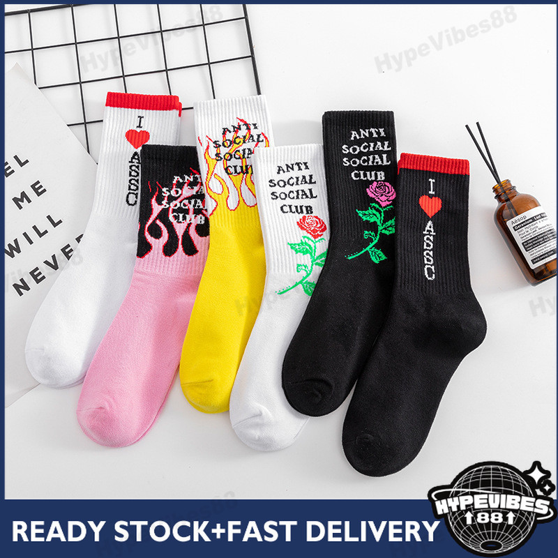 HypeVibes ASSC Flame Fire Design Socks Stokin Hipster Socks Streetwear ...