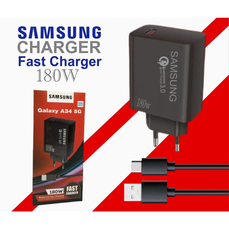 Charger SAMSUNG FAST CHARGING TYPE C 180W GALAXY A34 5G Adapter High ...