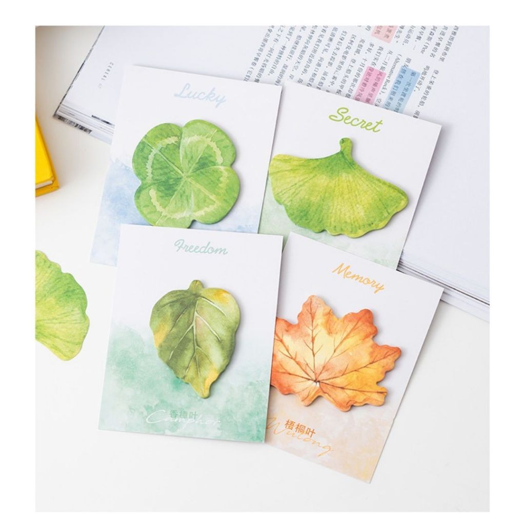 Ss - (30 Sheets) Sticky Notes Leaf Aesthetic Post-it Leaf Motif Memo ...