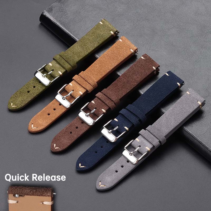 Soft Suede Genuine Leather Watch Strap 14mm 16mm 18mm 20mm 22mm Cow ...