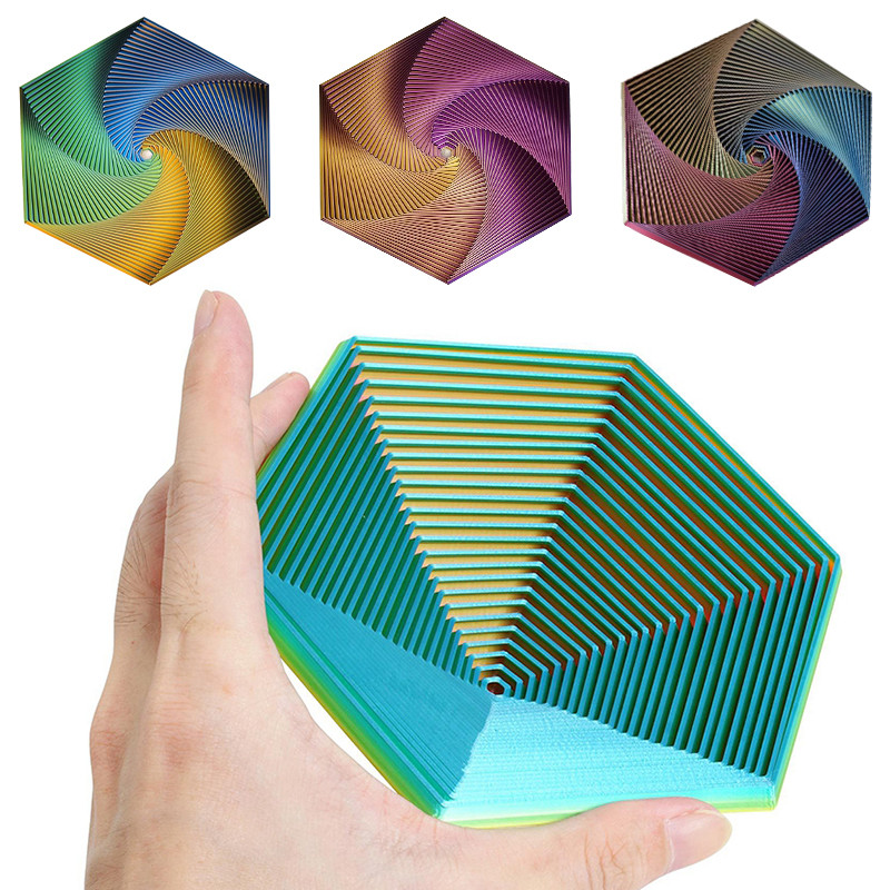 3D Printed Hexagonal Stress Relief Toys Creative Fractal Ring Spiral ...