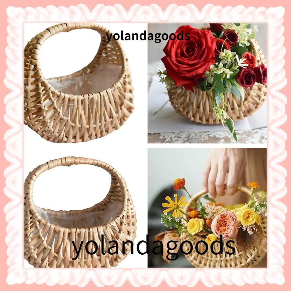 YOLAN Flower Girl Baskets, Sturdy Yellow Flower Arrangement Basket ...