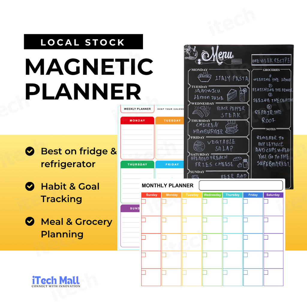 Magnetic Planner Magnet White Board Whiteboard Weekly Monthly Calendar ...