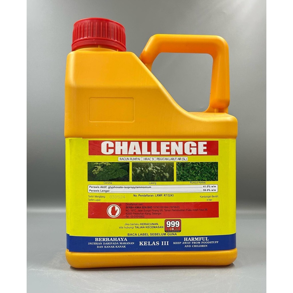 4L CHALLENGE Glyphosate 41% Weed Killer (Racun Rumput Lalang/Ubat ...