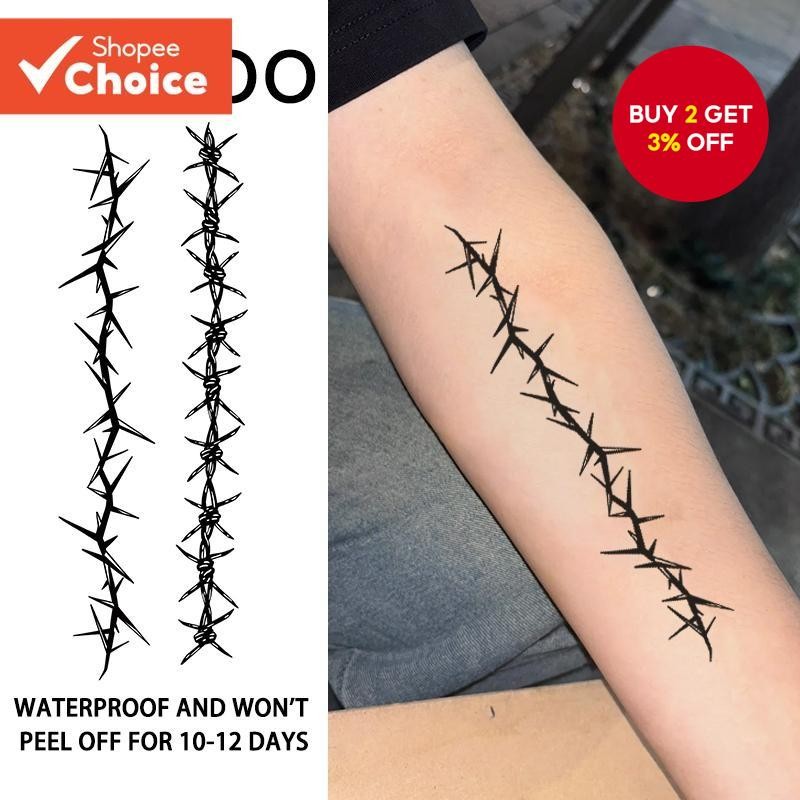 Temporary Tattoo - Waterproof Iron Spike Design Sticker, Arm/Neck Body ...