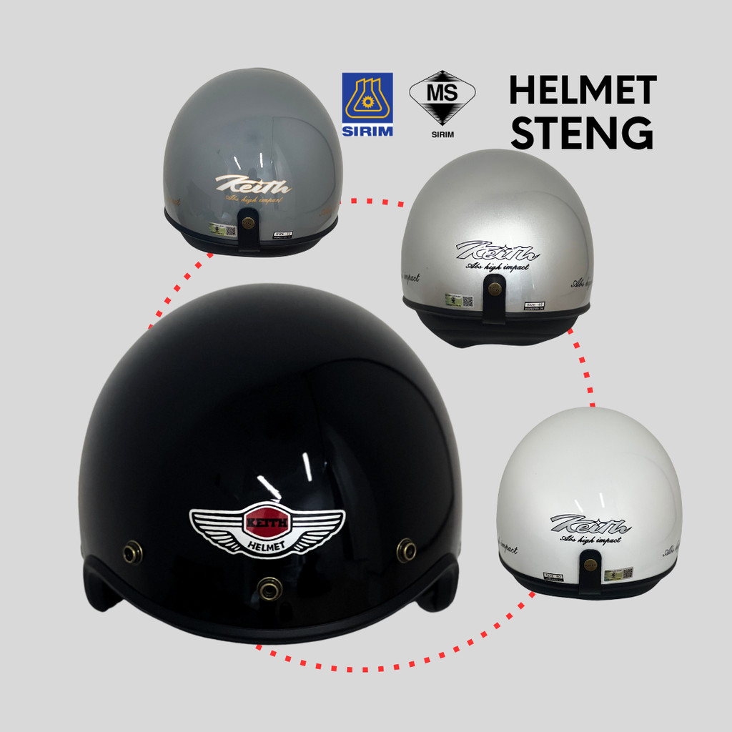 🔥SIRIM APPROVED🔥Keith 903 3 Pin Button Half Cut Motorcycle Helmet ...