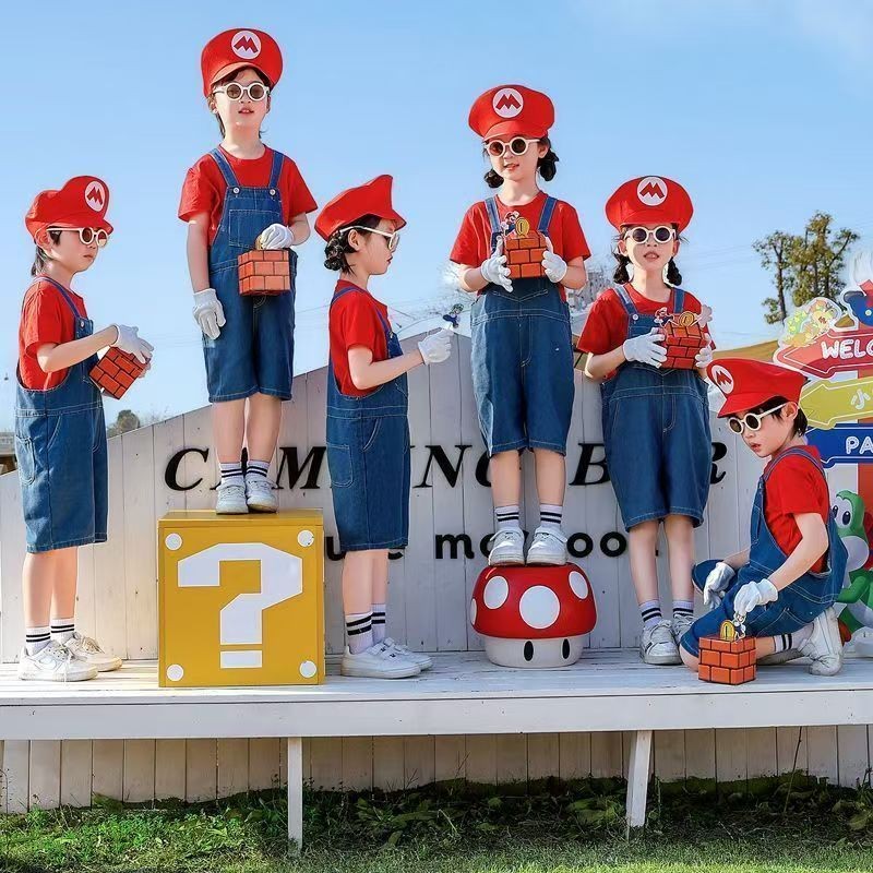 Children COS Mario Performance Costume Costume Super Mario Clothes ...