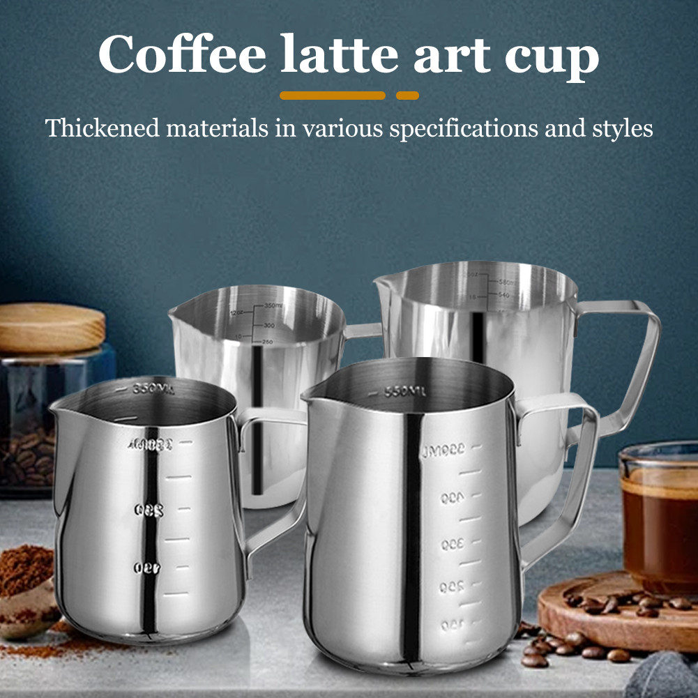 Latte Art Cup Diversion Tip Spout with Scale Milk Frothing Jug Coffee ...