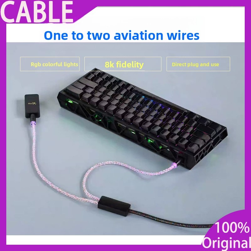 8k Speed Keyboard And Mouse Cable One To Two, Dual TYPE-C RGB Magnetic ...