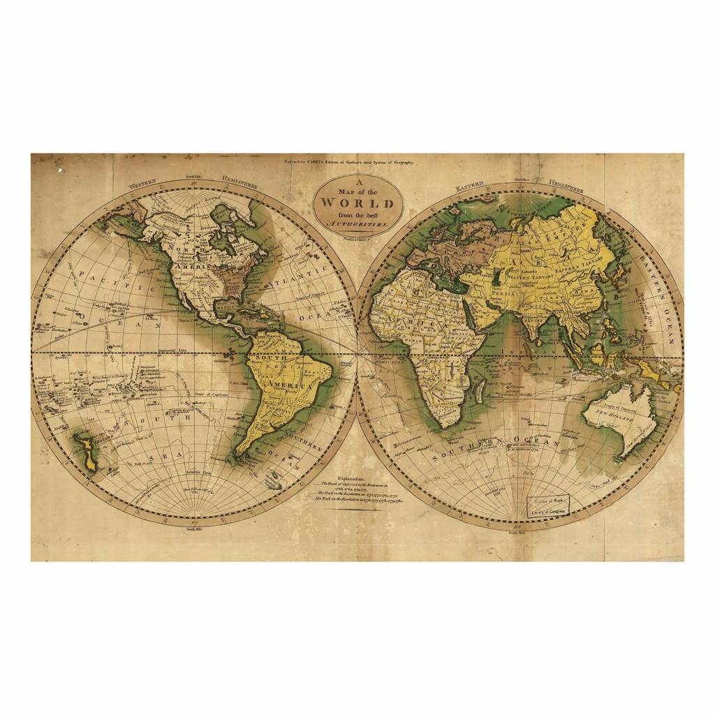 World Map Poster Detailed Antique Posters Prints Vintage Home Room Wall ...