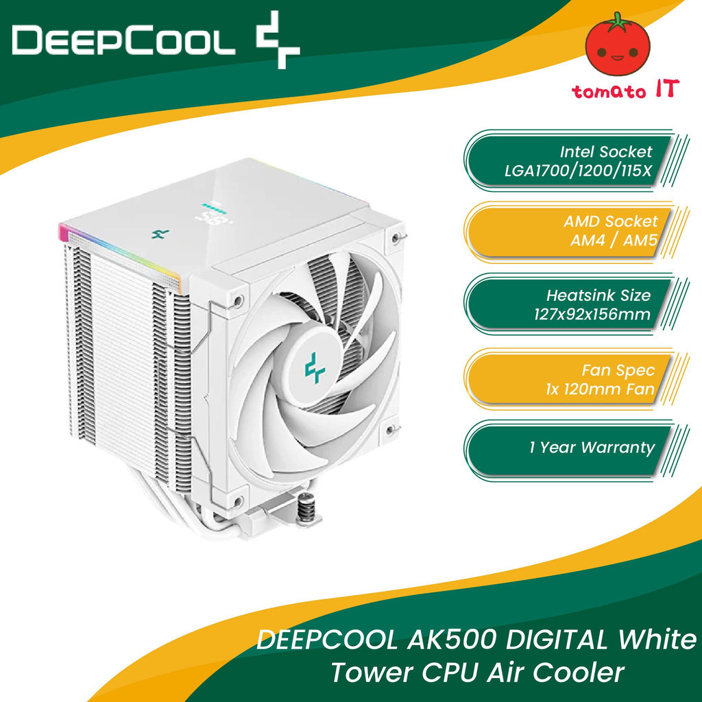 DEEPCOOL AK500 DIGITAL White Tower CPU Air Cooler | Shopee Malaysia