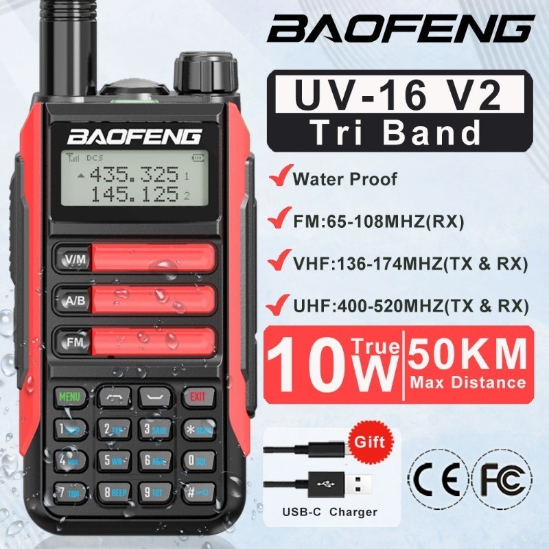 Baofeng UV16 V2 High Power Upgraded Of UV-9R PLUS UV5R Pro Walkie Talkie IP68 Waterproof 50KM UV ...