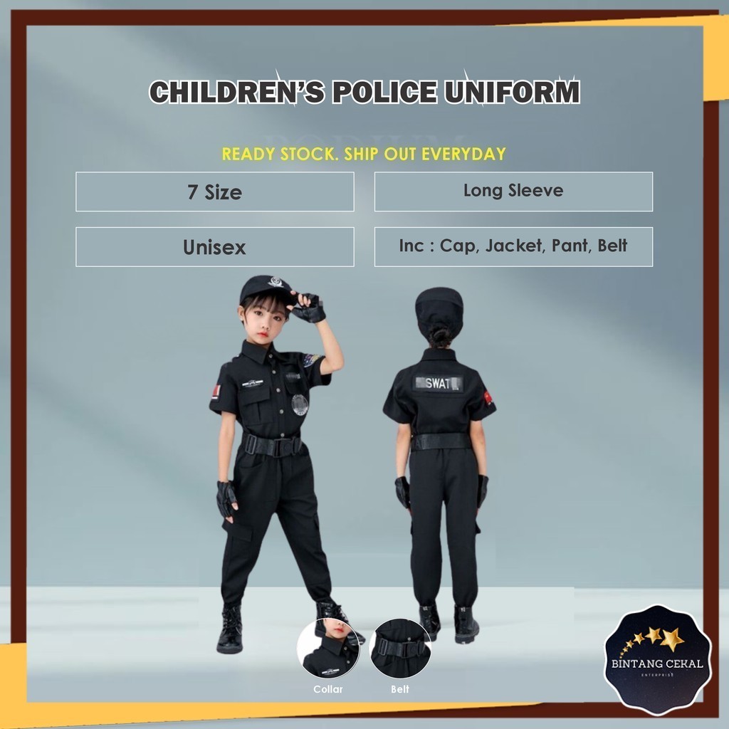 BC Kids Occupation Police Role Play Cosplay SWAT Dress up Uniform Set ...