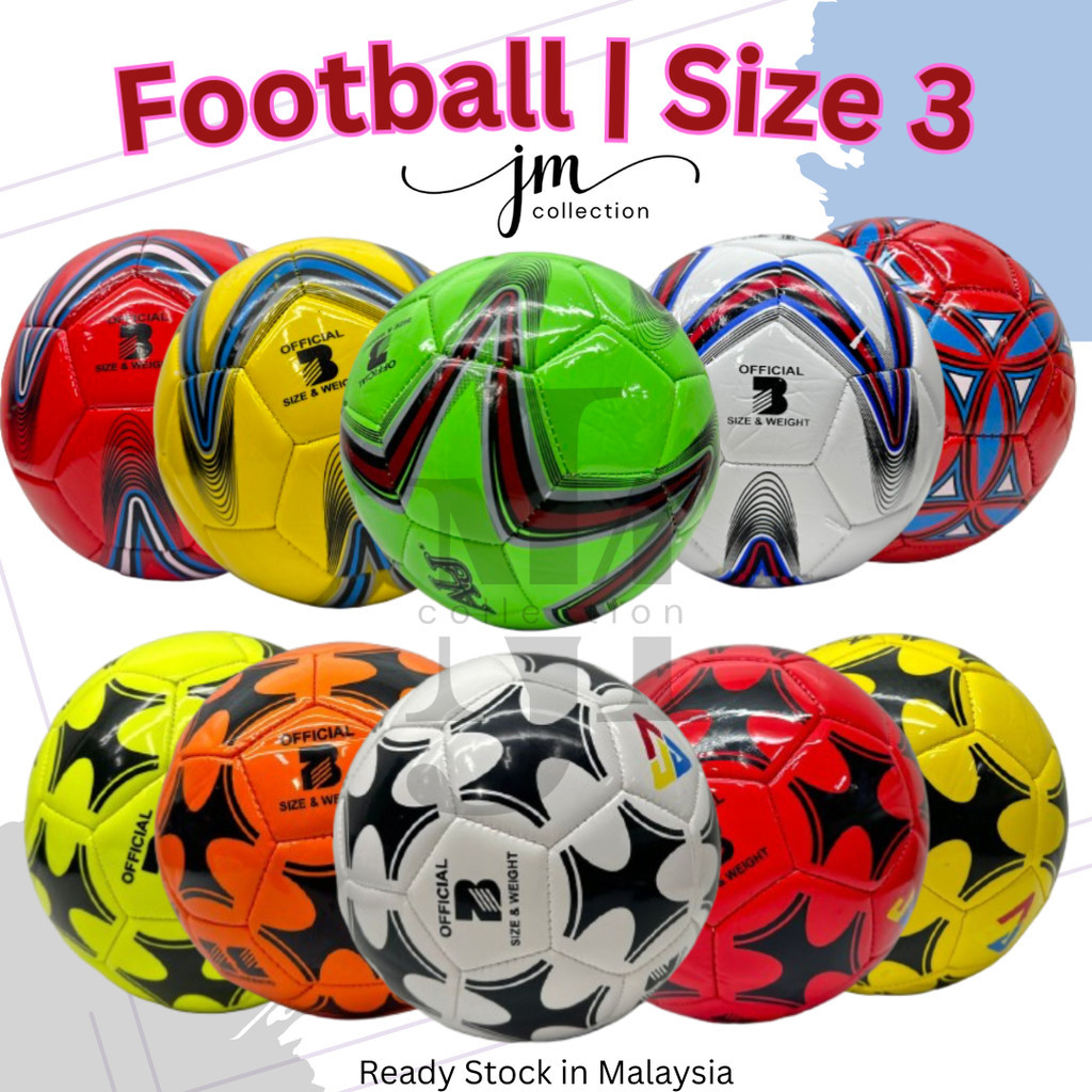 Ready Stock !!! Size 3 Kids Football PU Leather Kids Soccer Ball 18cm ...