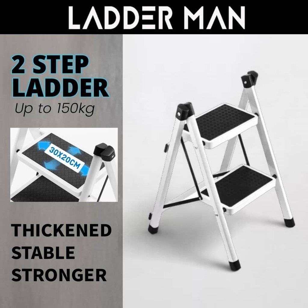 Tangga Lipat 2 Steps Foldable Portable Ladder Stool Steel Ladder Widen ...