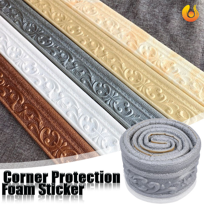 Foam Wall Edge Strip Stickers Self Adhesive Waterproof Baseboard Corner ...