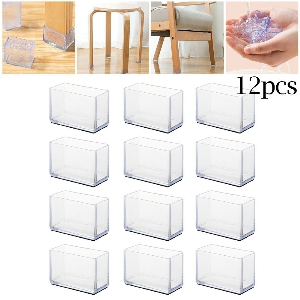 【YAFEXHMY】12 X PVC Chair Leg Rectangle Covers Furniture Table Feet ...