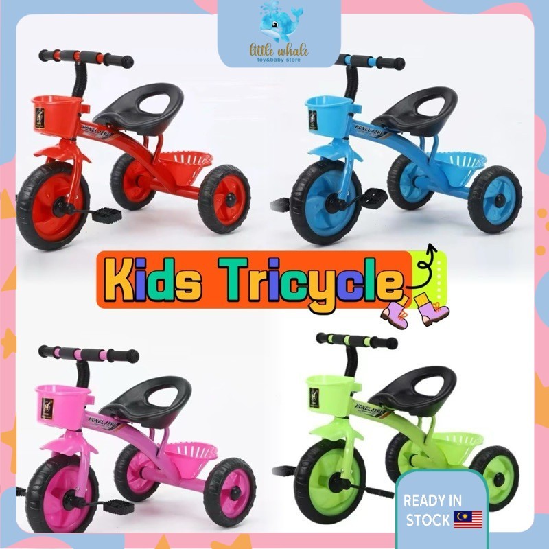 🐳Basikal Budak 3 Roda Warna-Warni Besi Tahan lama Colorful Tricycle for ...