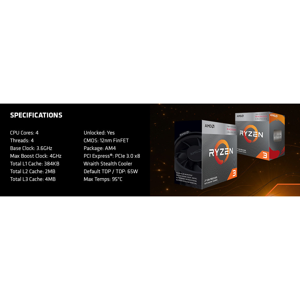 AMD Ryzen 3 3200G AM4 Processor (4-Cores/4Threads) | AMD Ryzen 3 3000 ...