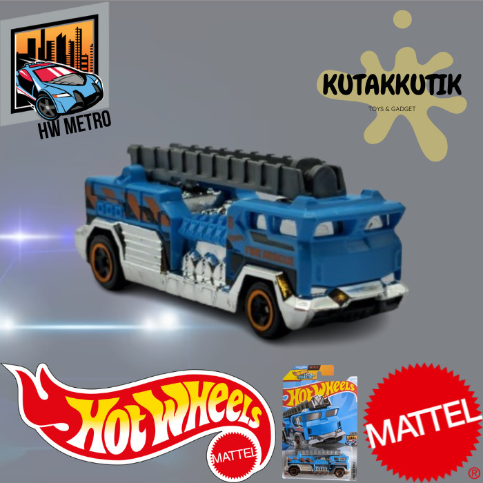 Hotwheels Fire Engine Car 5 Alarms Blue Silver Fire Rescue Lot L 2024 ...