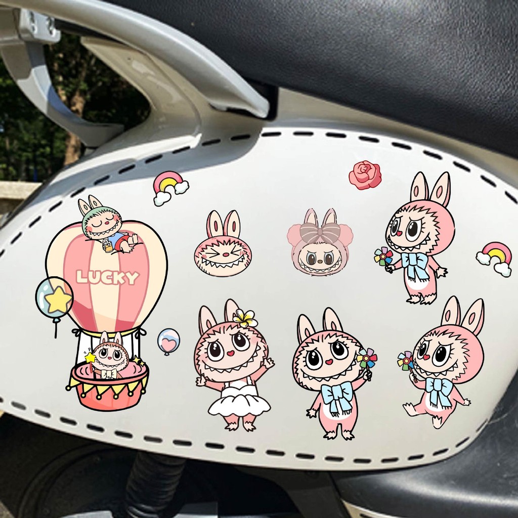 Cartoon stickers labubu cute car stickers popmart decoration motorcycle ...