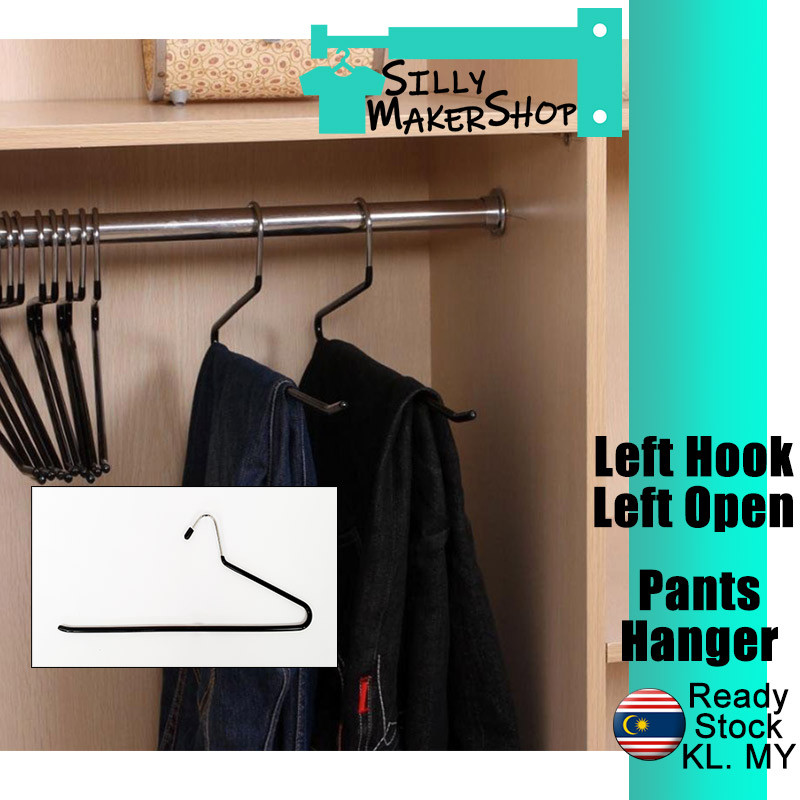 (Left Hook Left Open) Anti Slip Open Ended Trousers Hanger Pants Hanger ...