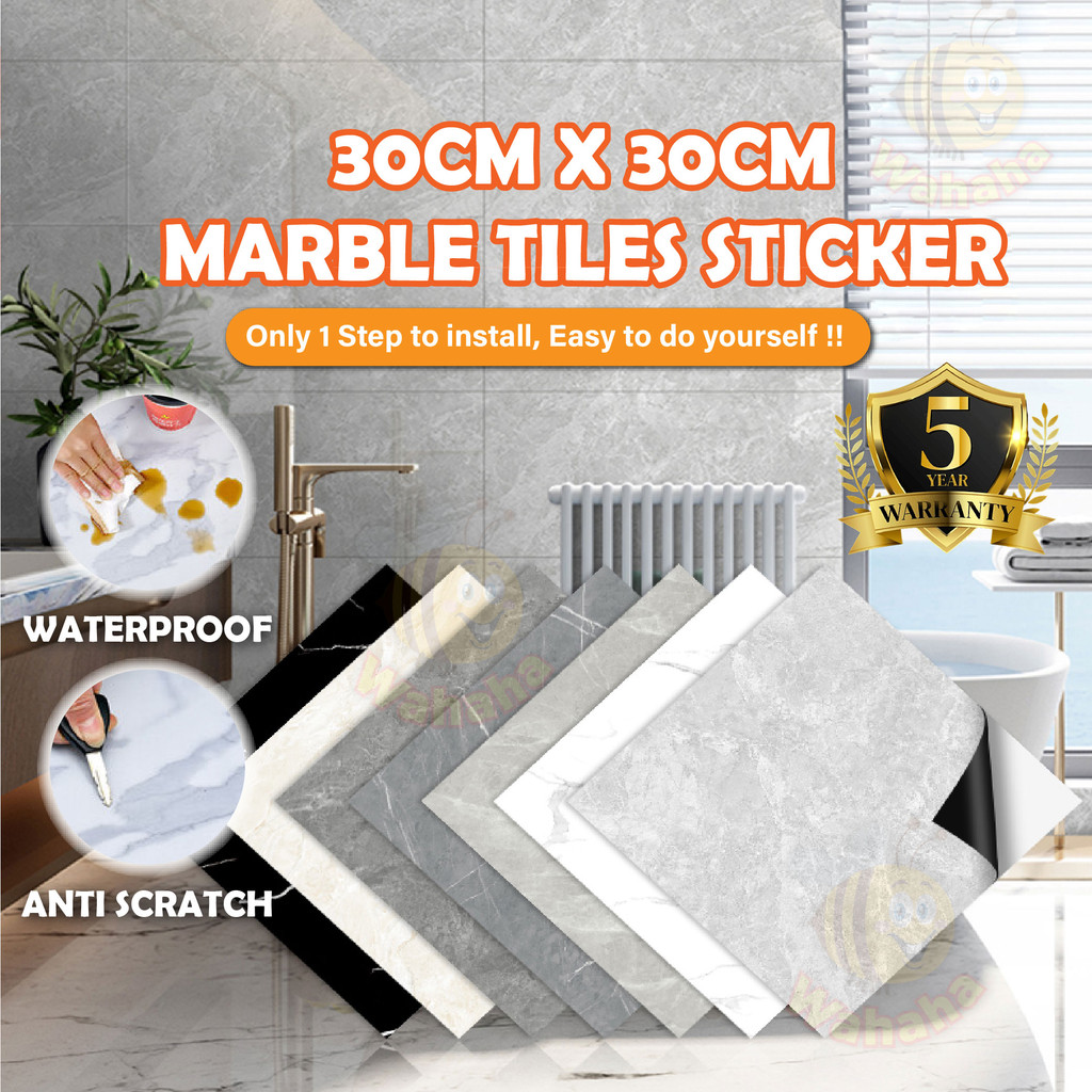 Wahaha 30cmx30cm Marble Tiles Self Adhesive PVC Floor Sticker Lantai ...