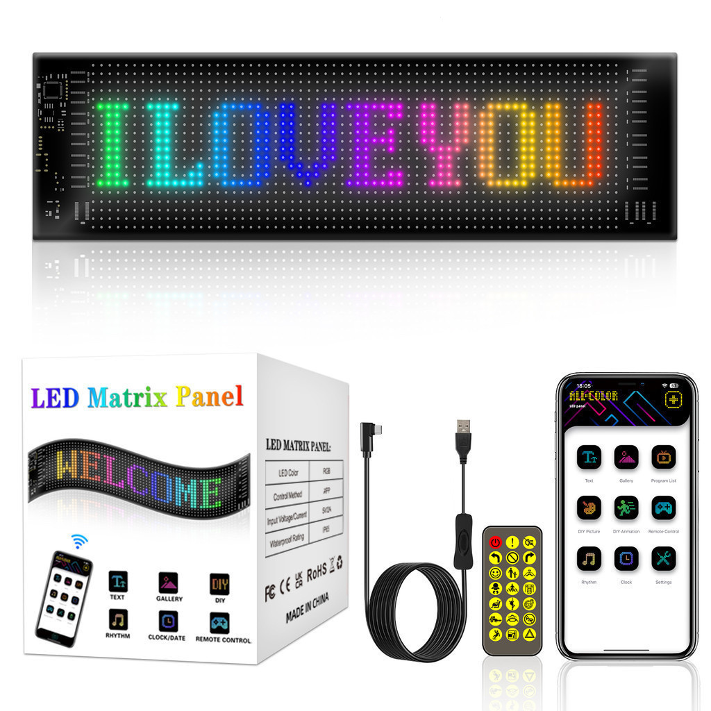[Ready Stock]20x64（102*348mm）LED Flexible Display App Bluetooth Car ...