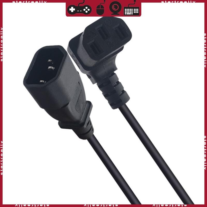 STA C14 Male Input C13 Female Output Power Cord Lower Elbow Adapter ...