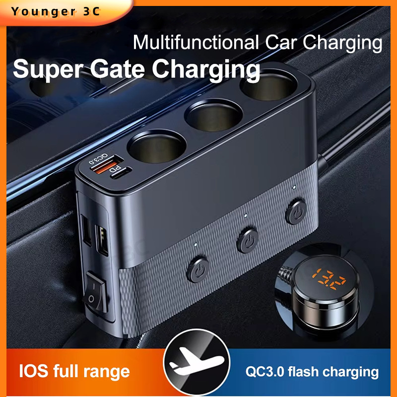 7 in 1 multi-function Car Charger Adapter 3USB+PD car charger fast ...
