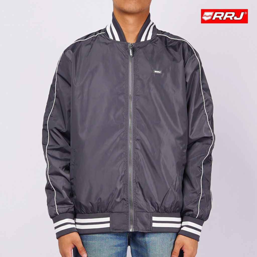 RRJ Men's Basic Bomber Jacket Regular Fitting Nylon Fabric 130834 (Dark ...