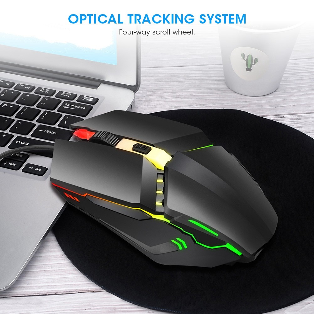 Henlai Wired Mouse Colorful Luminous Optical Gaming 4D Ergonomic ...