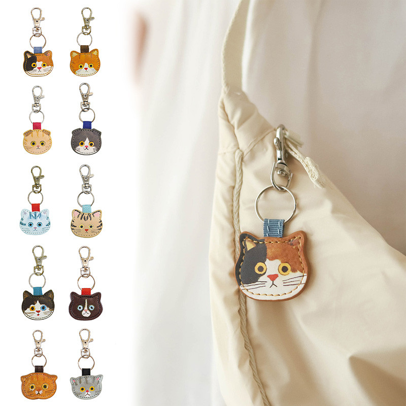 Cute Cartoon Creative Leather Cat Keychain Pendant Fashion Kawaii ...