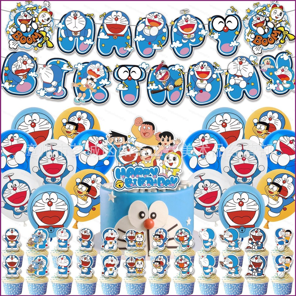 Trend Doraemon Pokonyan Themed Decoration birthday Celebrate Party ...
