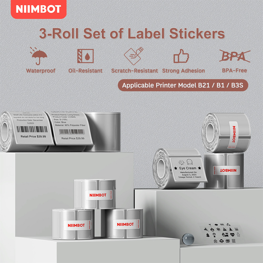 NIIMBOT B21/B1/B3S Transparent Label Paper, Home Storage Classification Marker Sticker ...