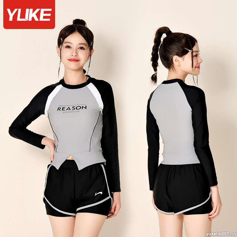 YUKE Women's Swimsuit New Adult Long Sleeved Sunscreen Two Piece ...