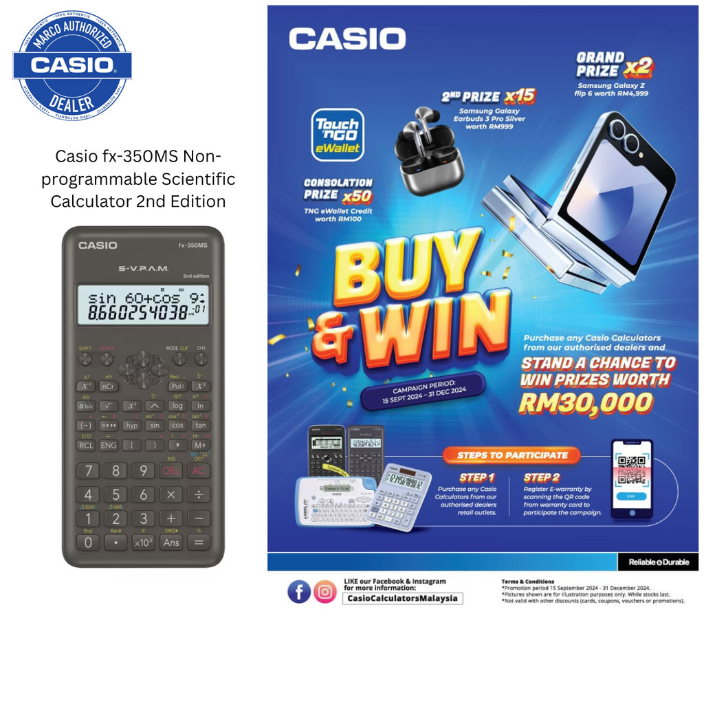 [ORIGINAL] Casio FX-350MS 2 Scientific Calculator 2nd edition | Shopee ...