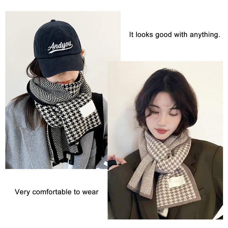 Scarf Female Winter Korean Version Shawl Grid Deer Plush Two-Sided Keep ...