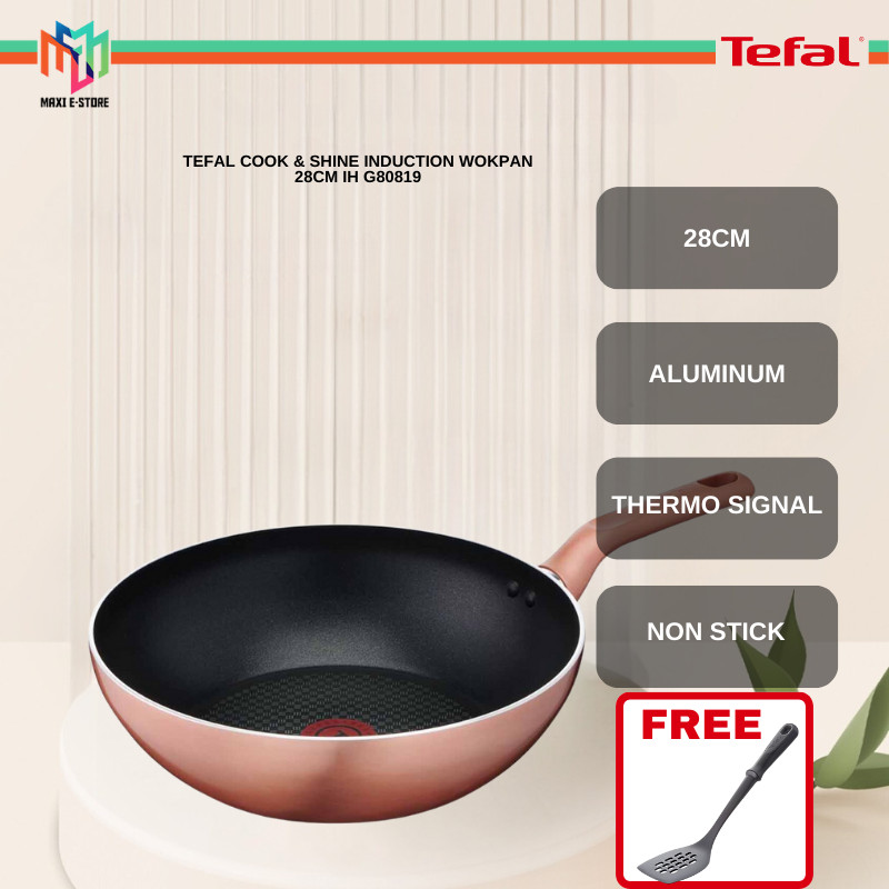 Tefal G80819 Cook And Shine Induction Wokpan 28CM Thermo Signal G80819 ...