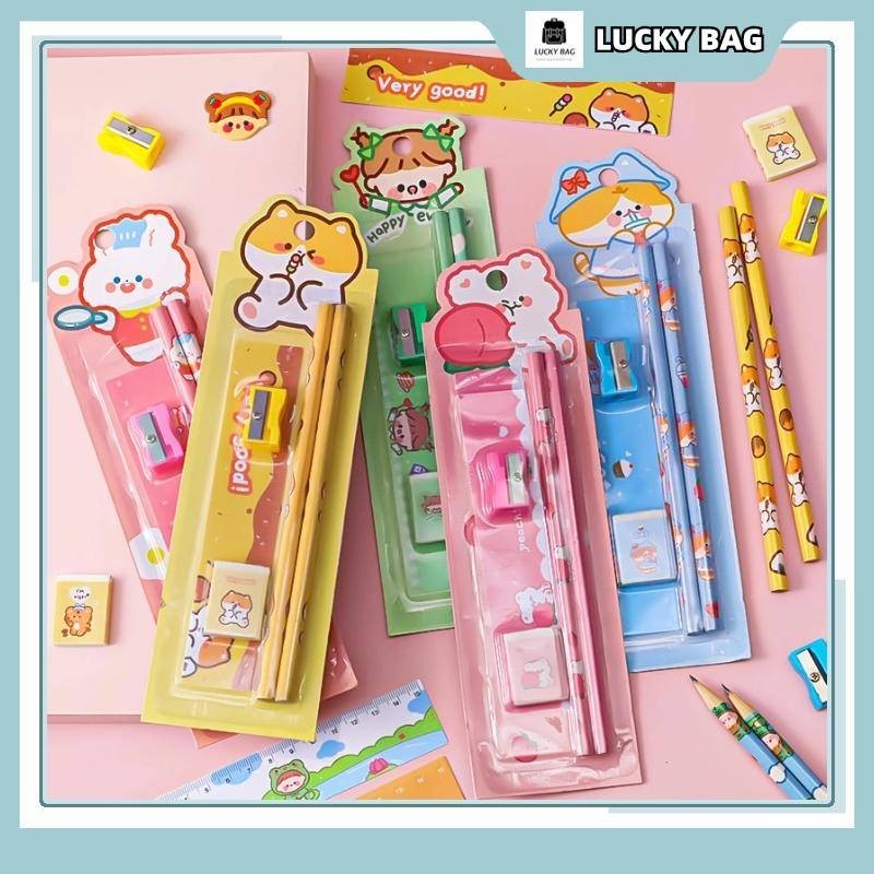 5-piece cartoon stationery set, children's pencil set gift box | Shopee ...