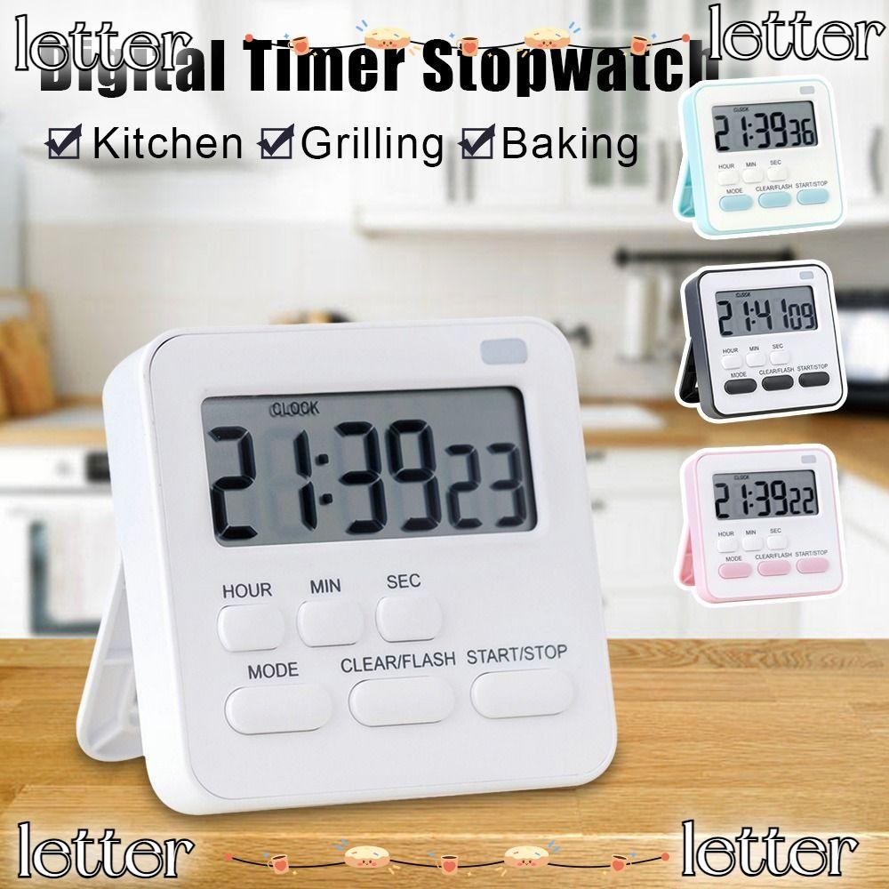 LETTER Digital Timer Stopwatch Adjustable LCD Display Home Egg Timer ...