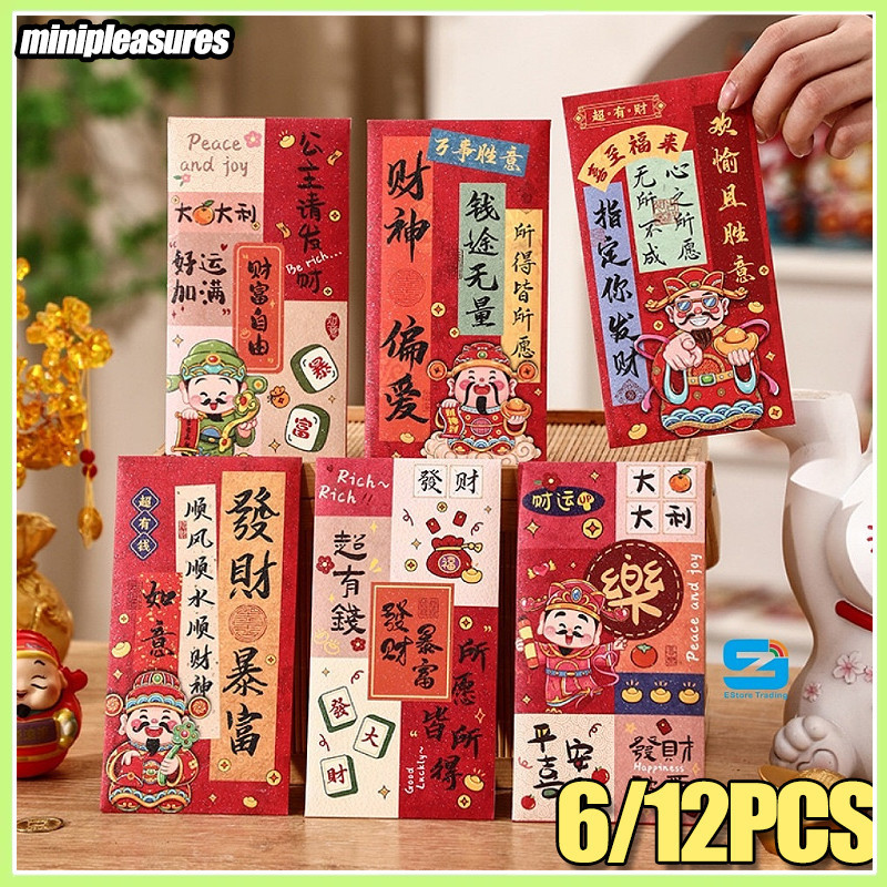 12Pcs CNY Red Packet 2025 Red Envelopes Snake Angpow Chinese Spring ...