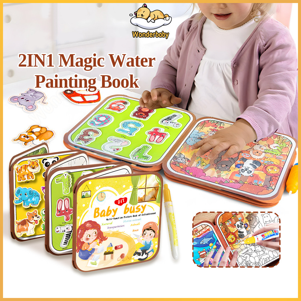 Wonderbaby Kids Magic Water Coloring Book Cartoon 2in1 Magic Drawing ...