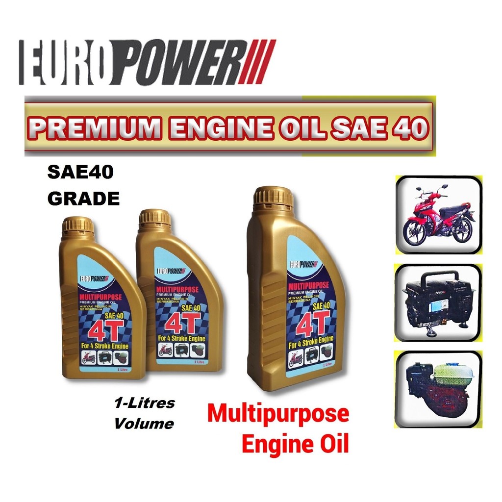 EuroPower 1-Litre 4T Multi-Purpose Premium Engine Oil SAE 40 | Shopee ...