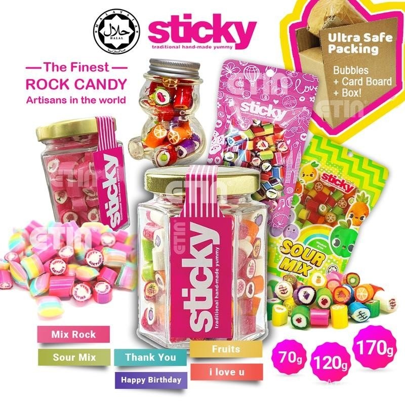 Gula-Gula Halal Viral Sticky Candy Handmade Gift Sweets Coklat Rock Mix ...