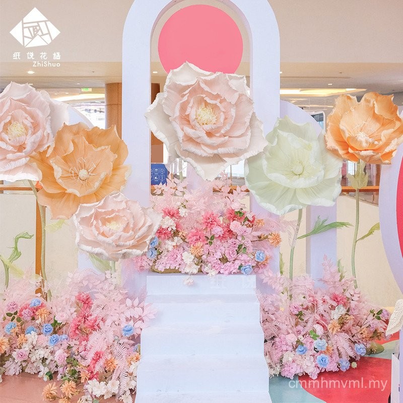 Panduan Jalan Perkahwinan Besar Bunga Peony Tiruan Tingkap Kertas Bunga ...