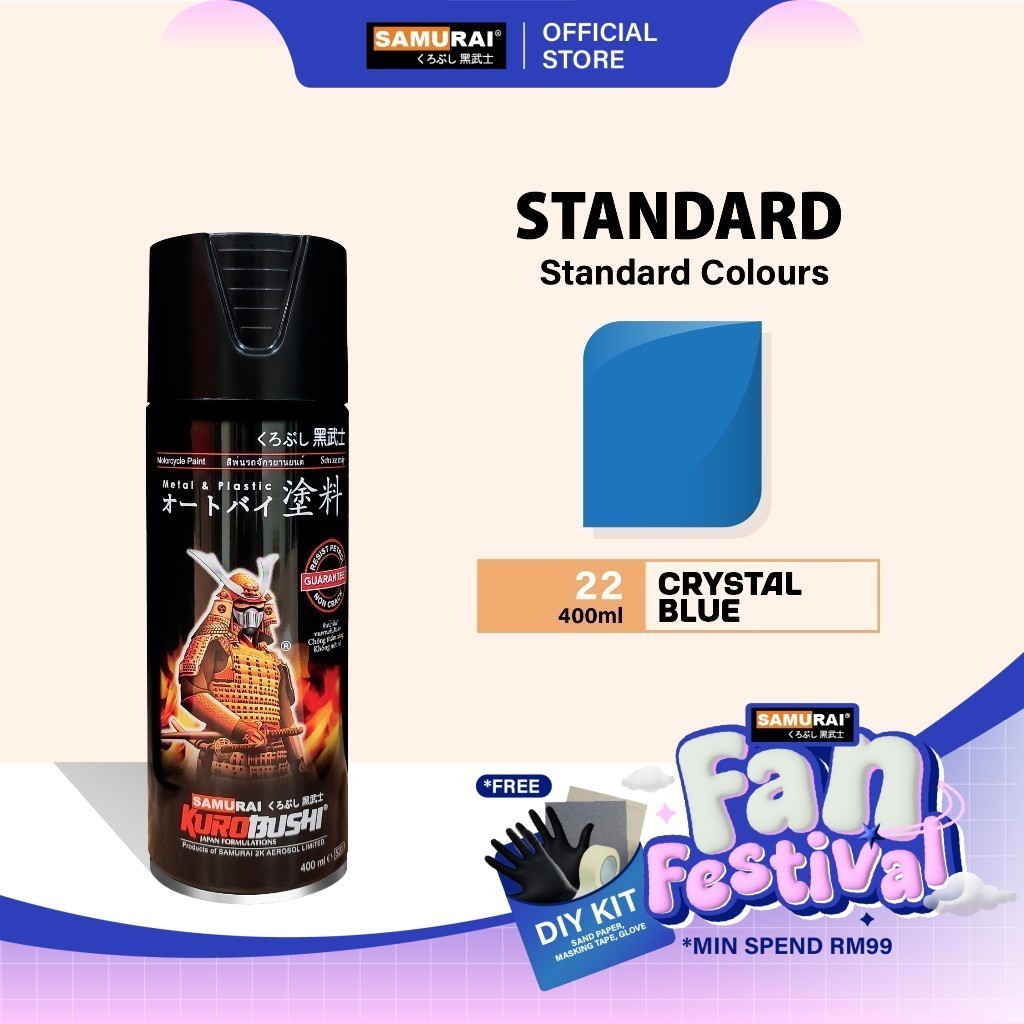 Samurai 022 Crystal Blue Standard Colour - Aerosol Coating Spray Paint ...
